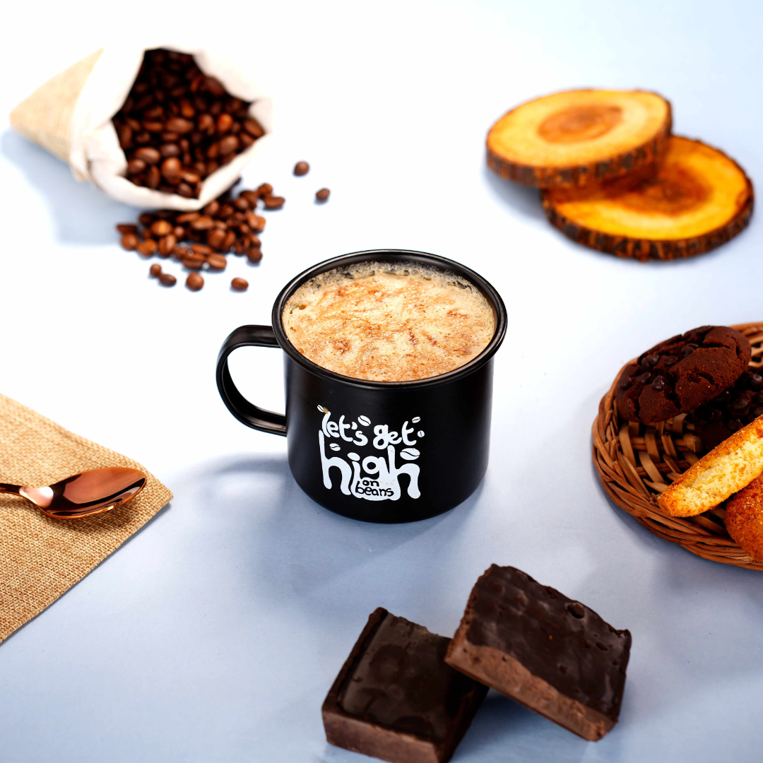 Coffee Mug with Lid | 360 ML | High On Beans Coffee